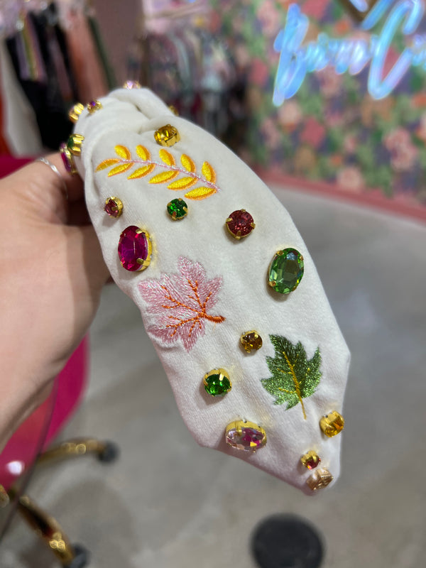 FALL EMBROIDERED LEAF HEADBAND D - Southern Melon Boutique