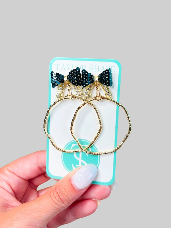 BLACK BETHANY BOW HOOPS-ROUND - Shop Southern Melon Boutique
