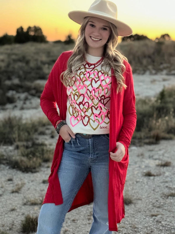 Texas True Ruby Red Cardigan - Shop Southern Melon Boutique