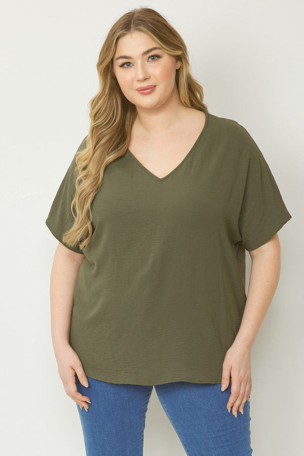 OLIVE GREEN BASIC TOP - Shop Southern Melon Boutique