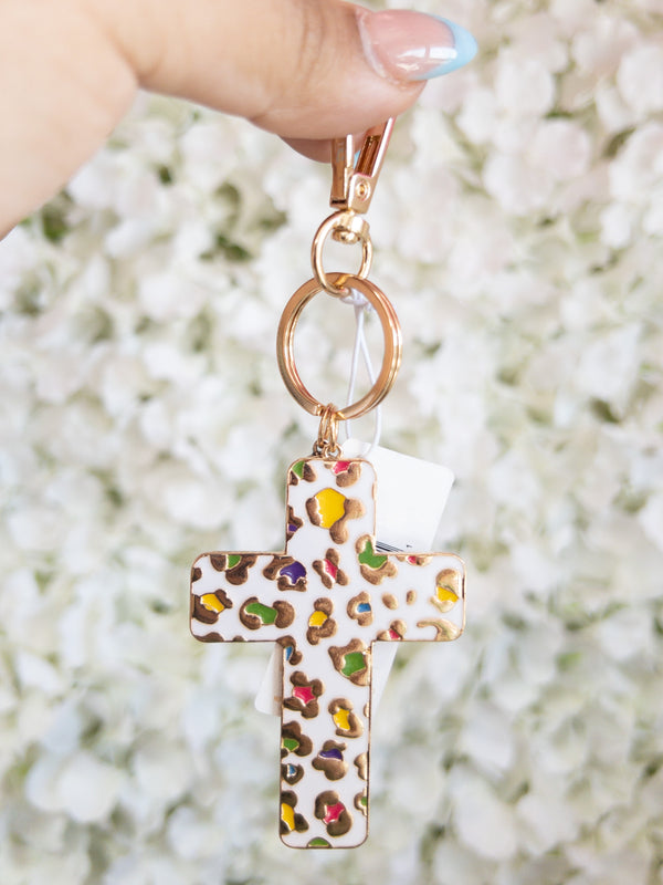 JANE MARIE KEYCHAIN MULTI COLOR CROSS - Shop Southern Melon Boutique