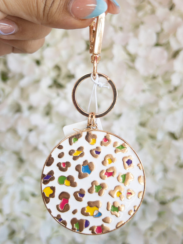 JANE MARIE KEYCHAIN RAINBOW LEOPARD CIRCLE - Shop Southern Melon Boutique