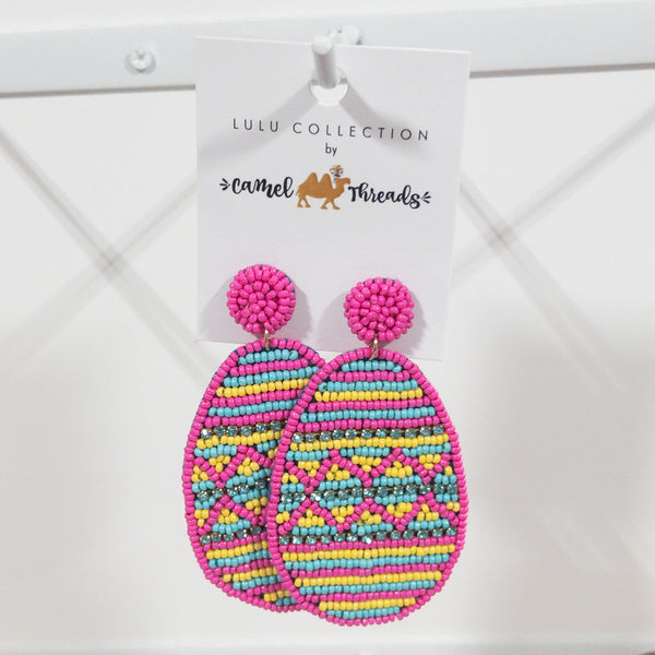 EASTER EGG CAMEL THREADS BEADED DANGLES - Shop Southern Melon Boutique