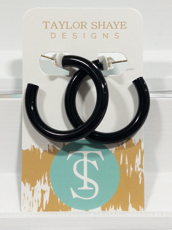 TAYLOR SHAYE HOOPS BLACK - Southern Melon Boutique